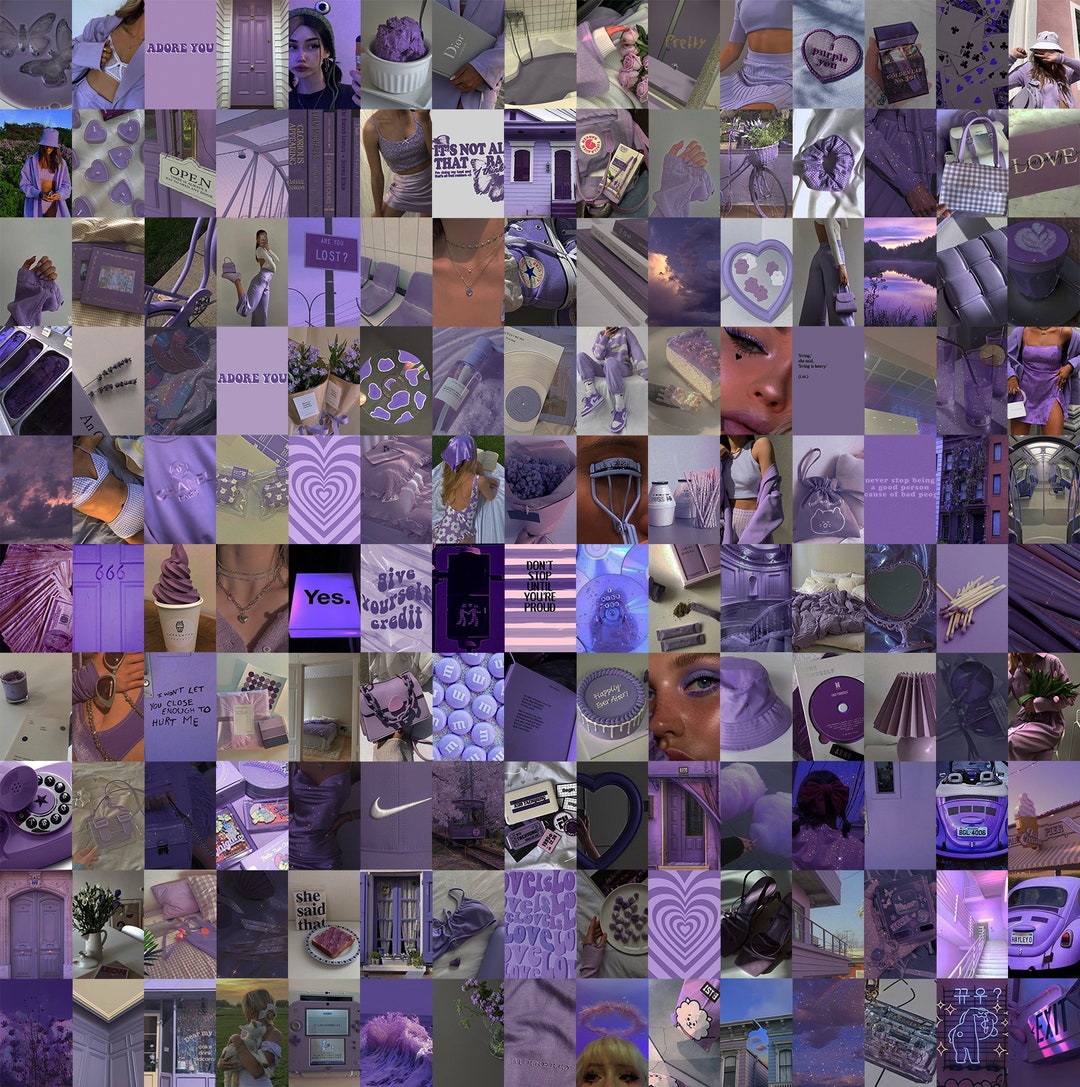 Boujee Purple Aesthetic Digital Wall Collage - Purple Collage Kit ...