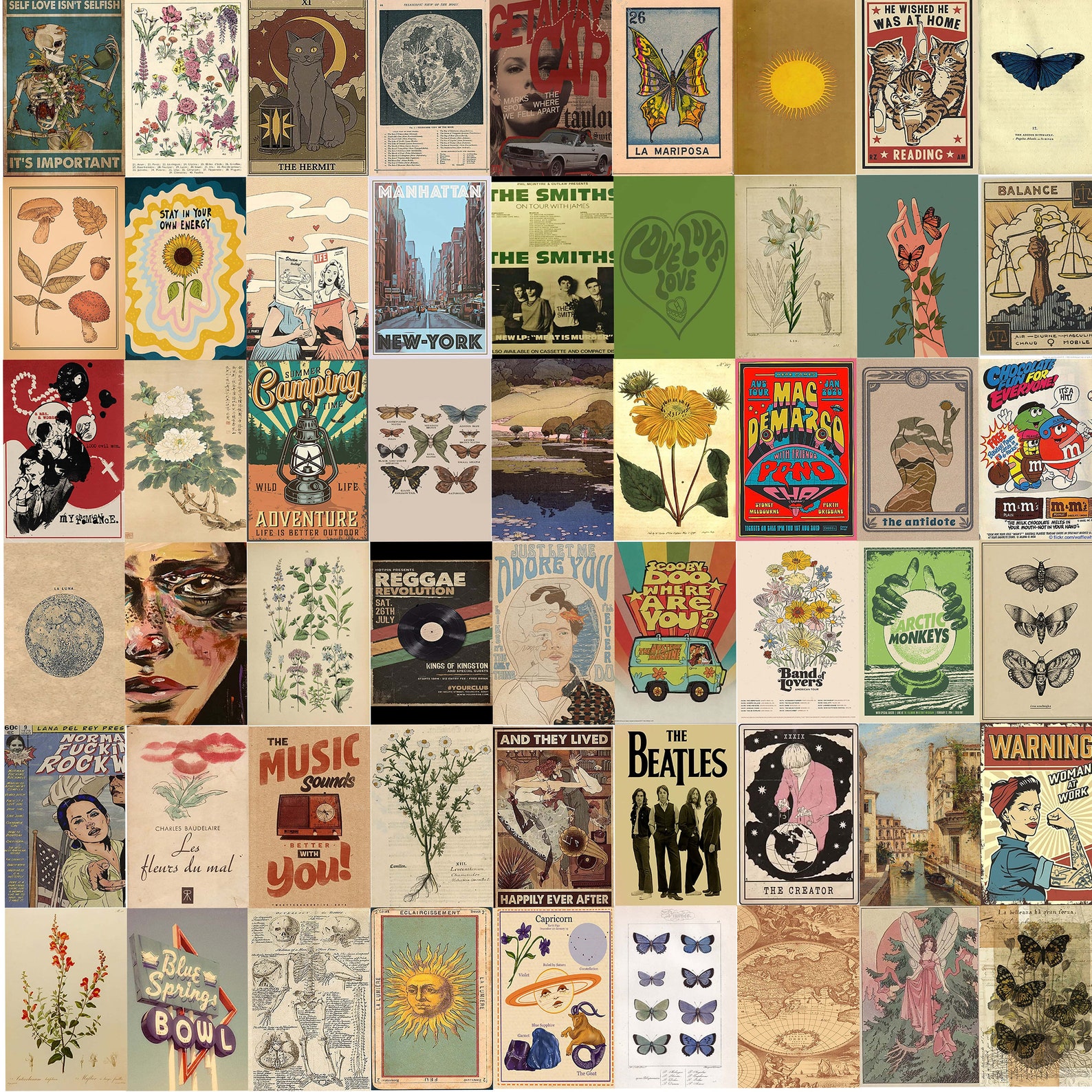 Vintage Posters Aesthetic Wall Collage Kit Vintage Wall - Etsy