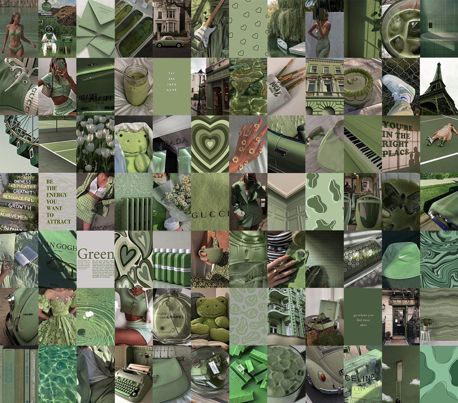 Boujee Green Aesthetic Digital Collage Kit Dark Green Wall - Etsy