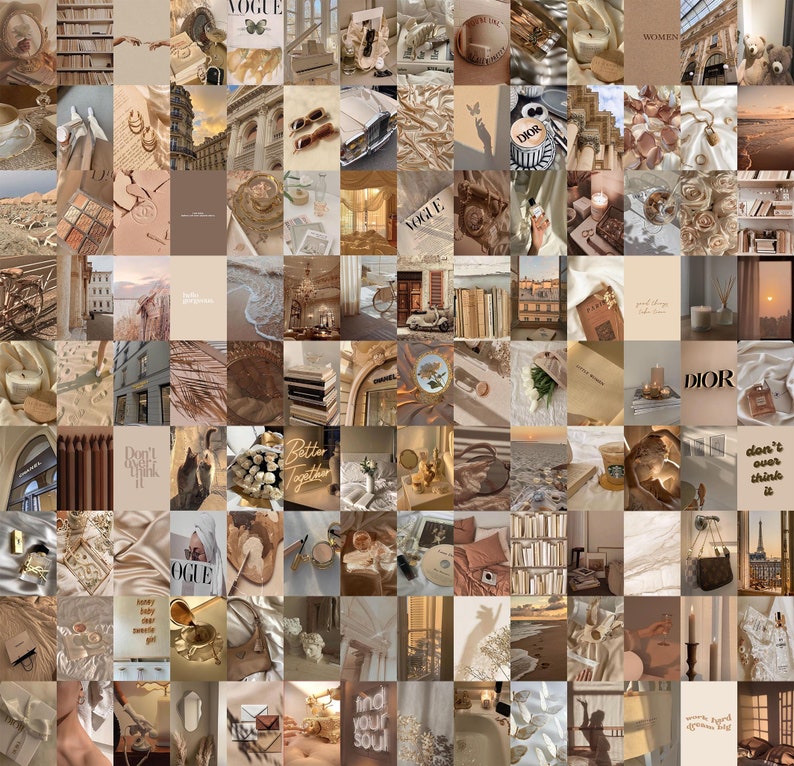 Neutral Cream Beige Wall Collage Kit Boujee Boho Aesthetic - Etsy