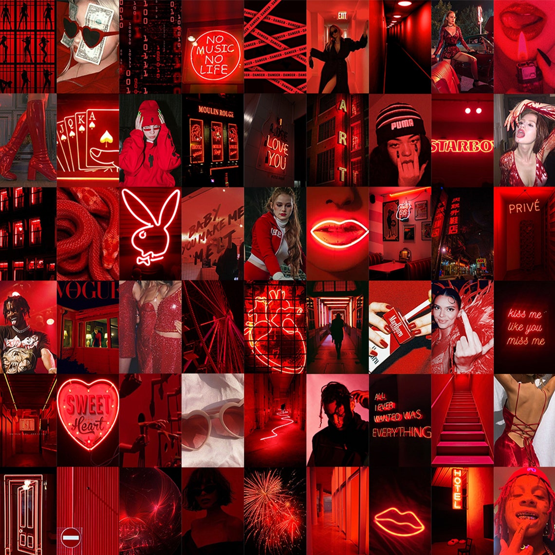 140 Red Aesthetic Digital Wall Collage Red Collage Kit | Etsy