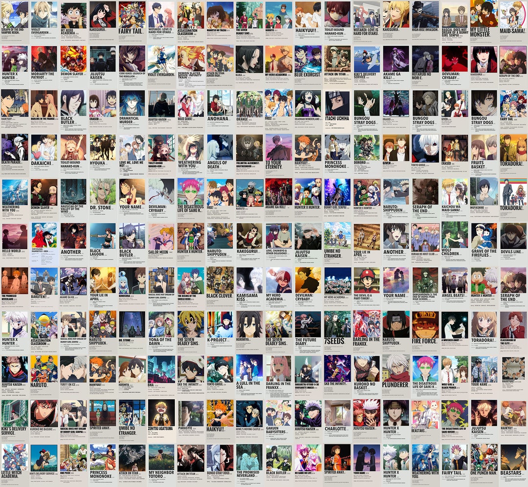 200|PCS Anime Posters Digital Collage Kit - Minimalist Anime Poster ...