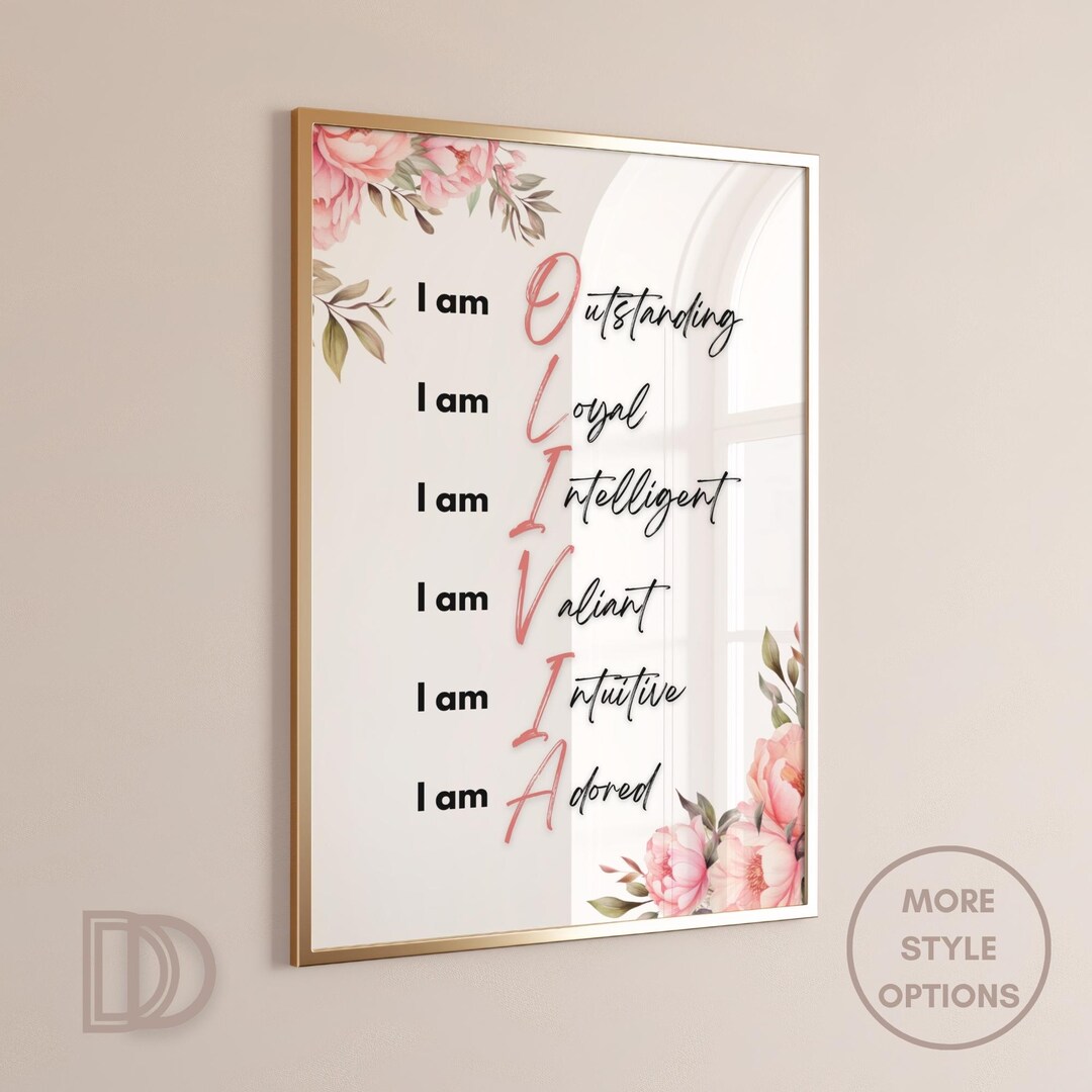 Custom Acrostic Name Poem Wall Art – "i Am" Positive Affirmations ...