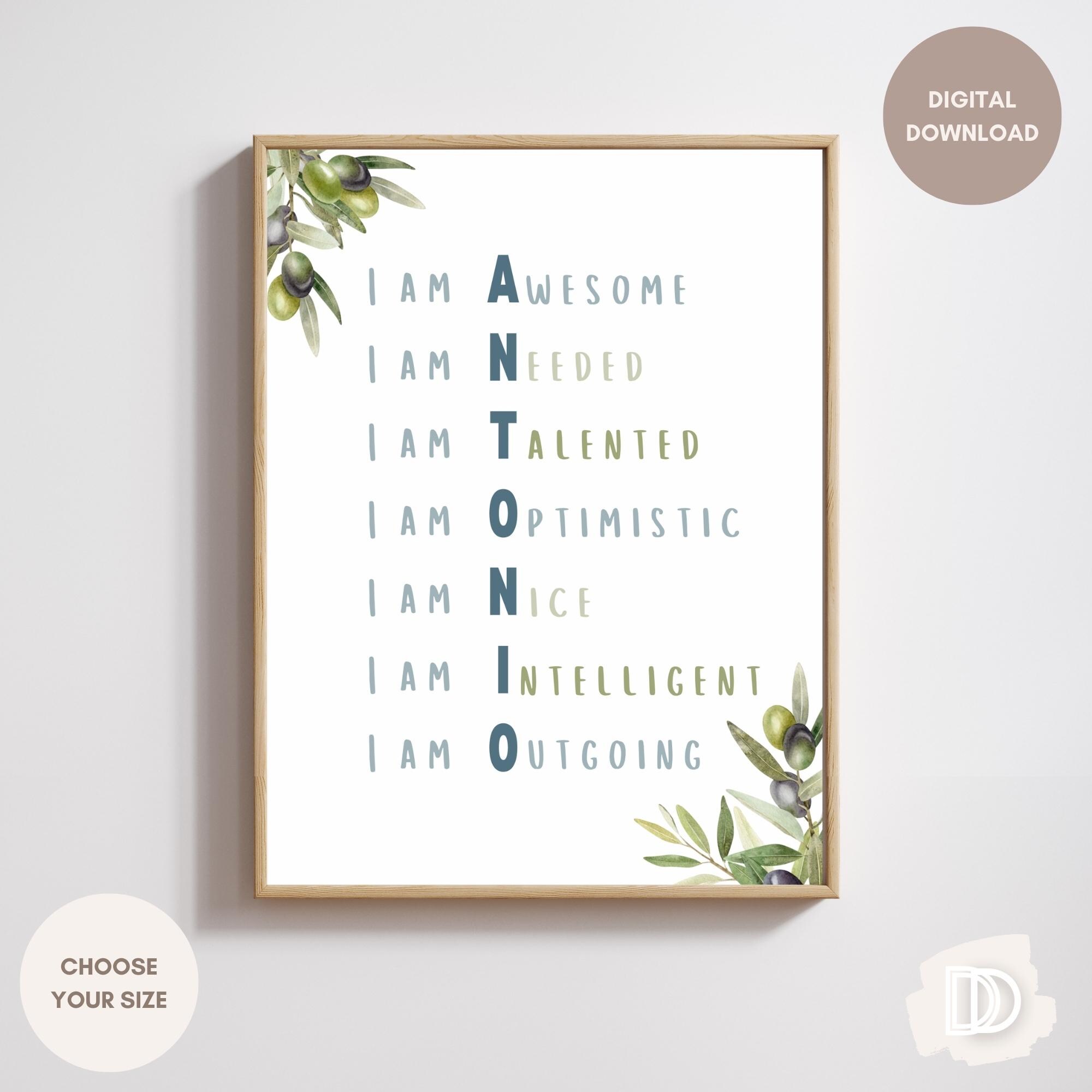 Custom Acrostic Name Poem Wall Art – "i Am" Positive Affirmations ...