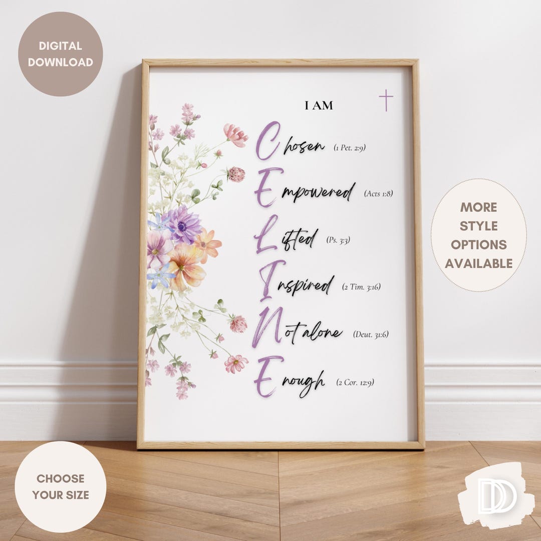 Custom Acrostic Name Poem - Christian "i Am" Affirmations With Floral ...