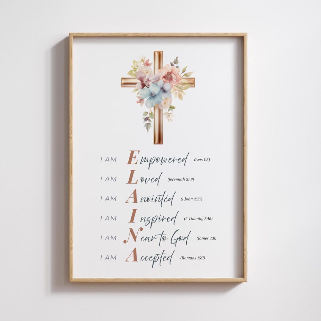 Custom Acrostic Name Poem - Christian "i Am" Affirmations With Floral ...