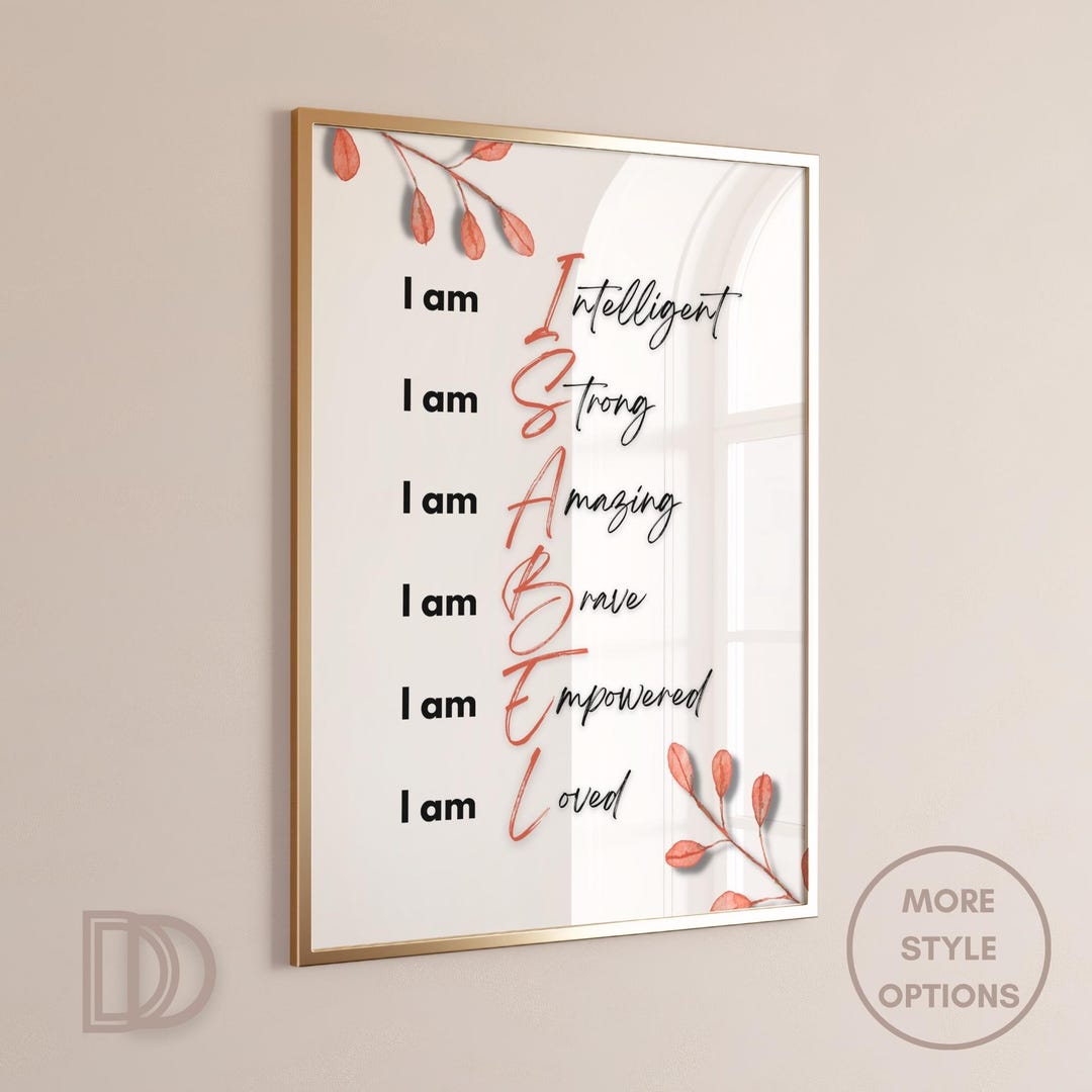 Custom Acrostic Name Poem Wall Art – "i Am" Positive Affirmations ...