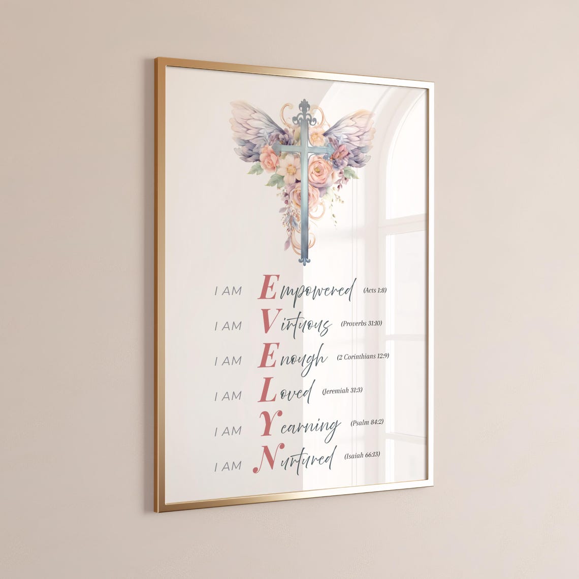 Custom Acrostic Name Poem - Christian "i Am" Affirmations With Floral ...