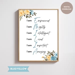 Custom Acrostic Name Poem Wall Art – "i Am" Positive Affirmations ...