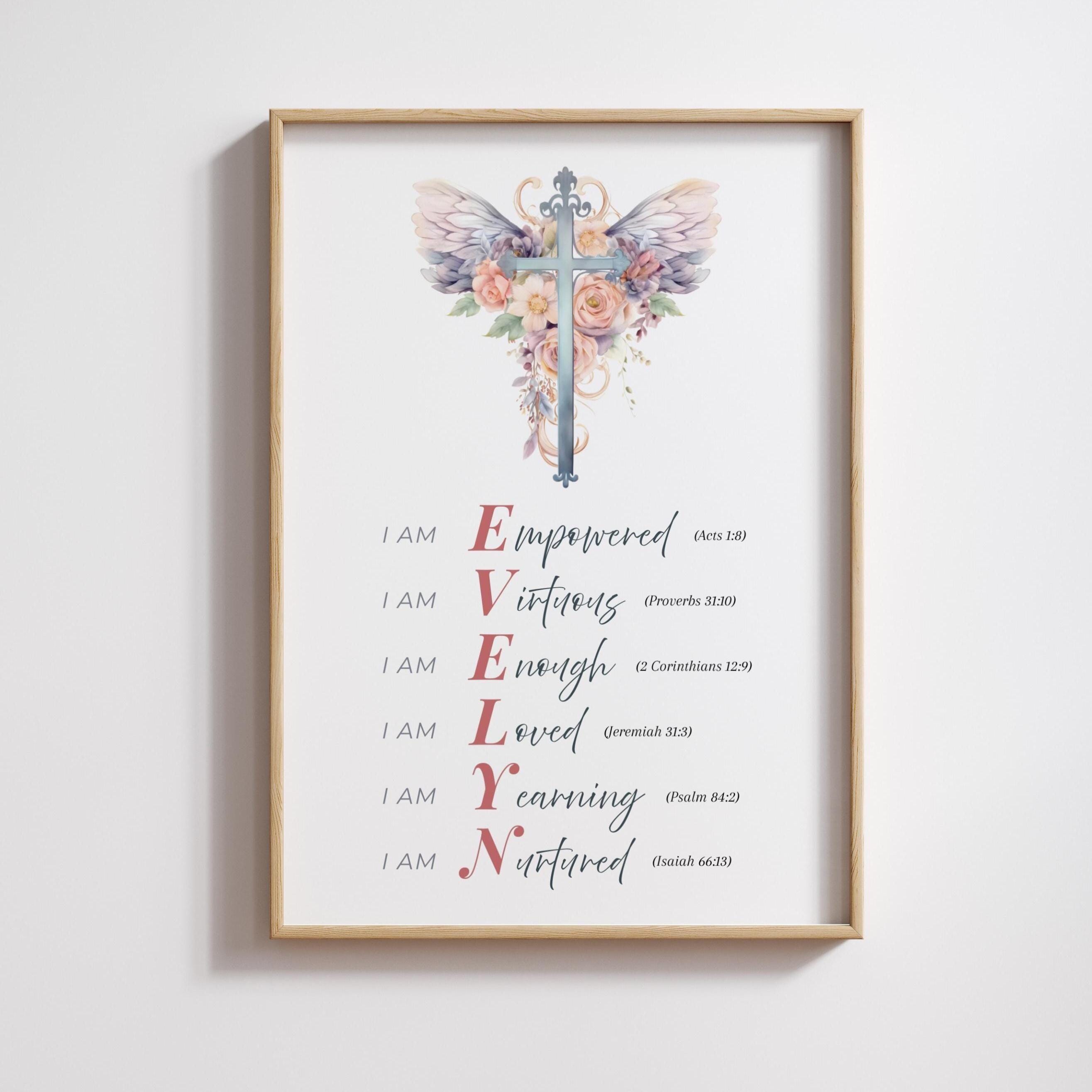 Custom Acrostic Name Poem - Christian "i Am" Affirmations With Floral ...