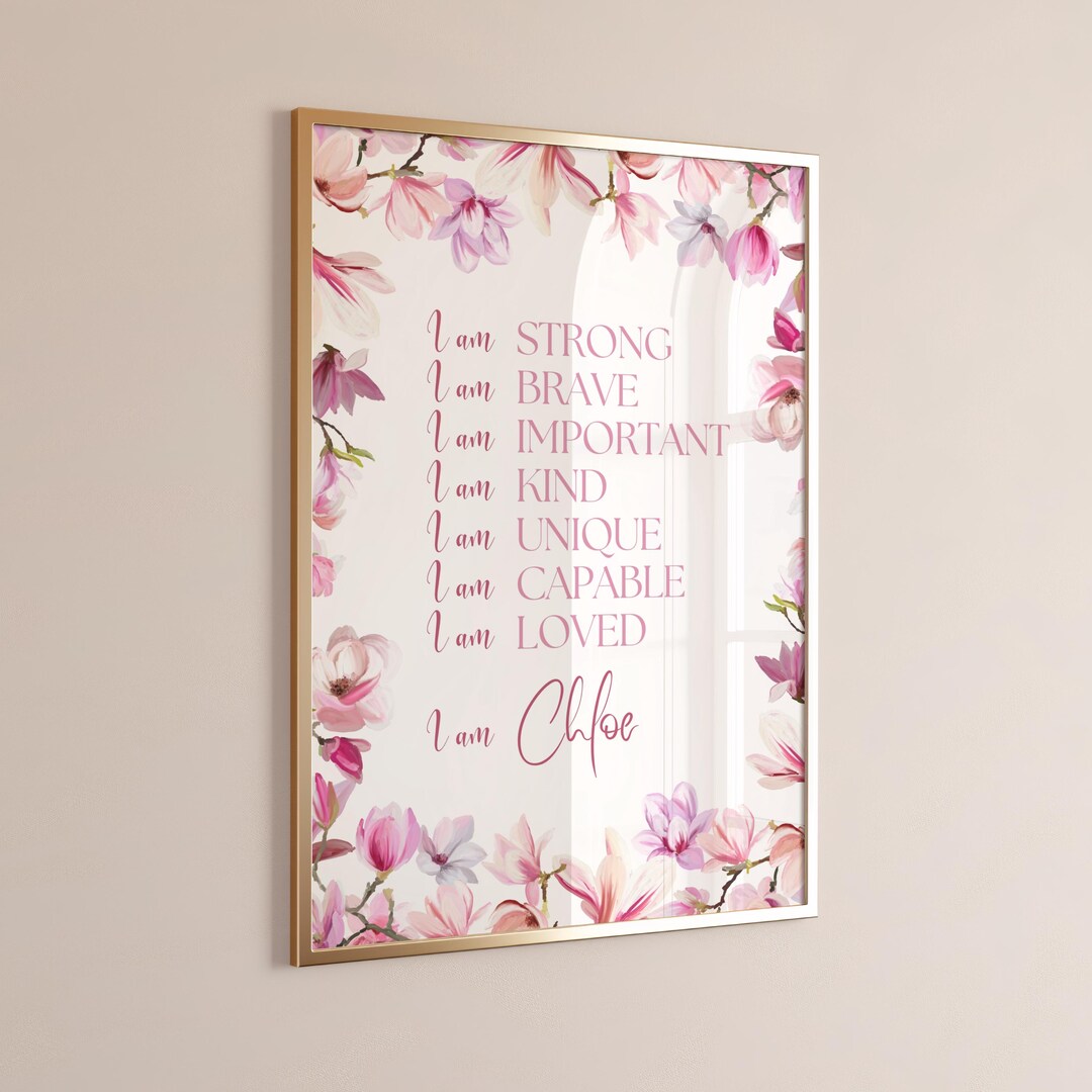 Personalized Positive Affirmations Wall Art With Name - Custom Digital ...