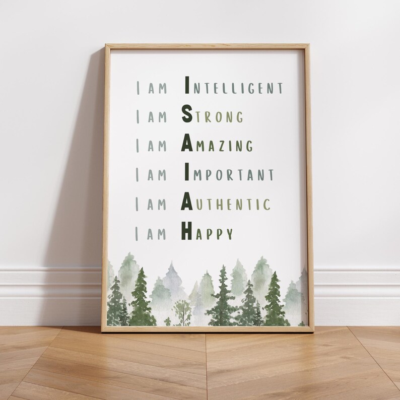 Custom Acrostic Name Poem Wall Art – "i Am" Positive Affirmations ...