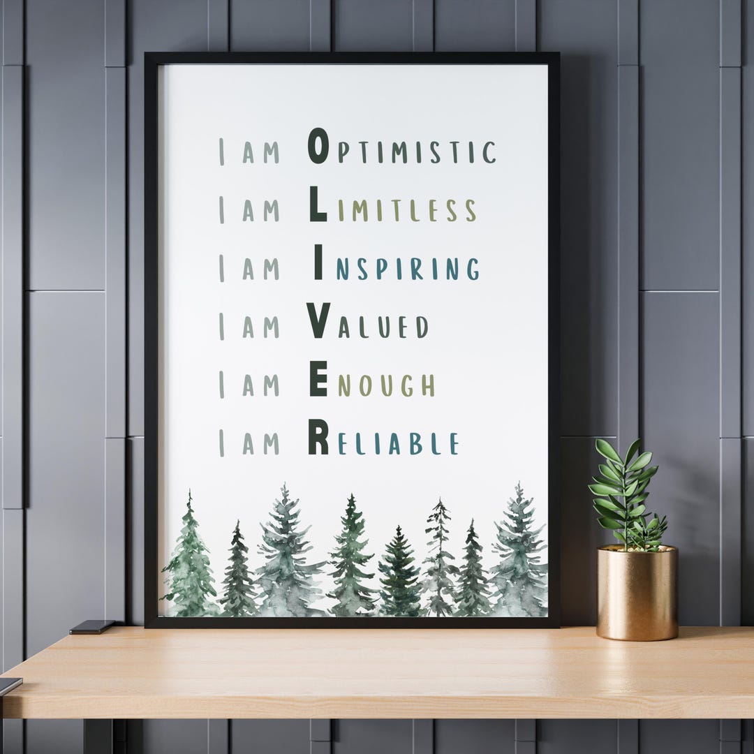 Custom Acrostic Name Poem Wall Art – "i Am" Positive Affirmations ...