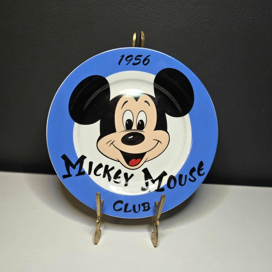 Vintage 1956 Mickey Mouse Club Plate Collectible Reproduction Plate With Blue Trim - Etsy