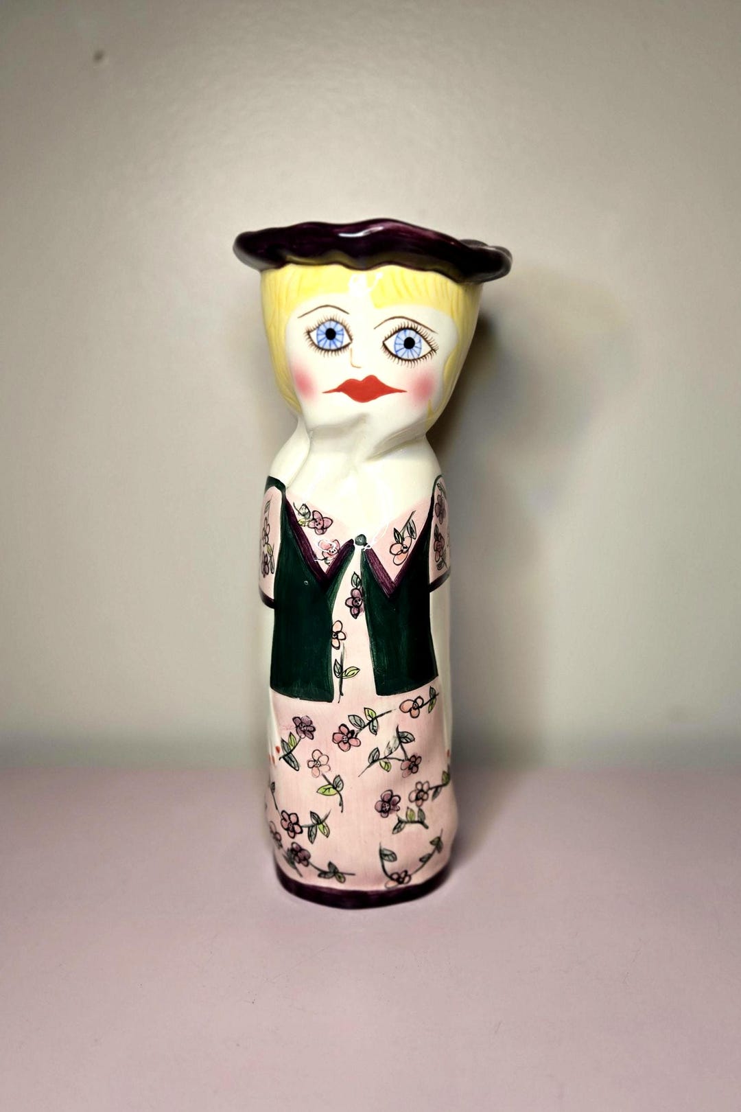 Bella Casa by Ganz Hilary Ceramic Vase Hand Painted Signed Susan Paley ...