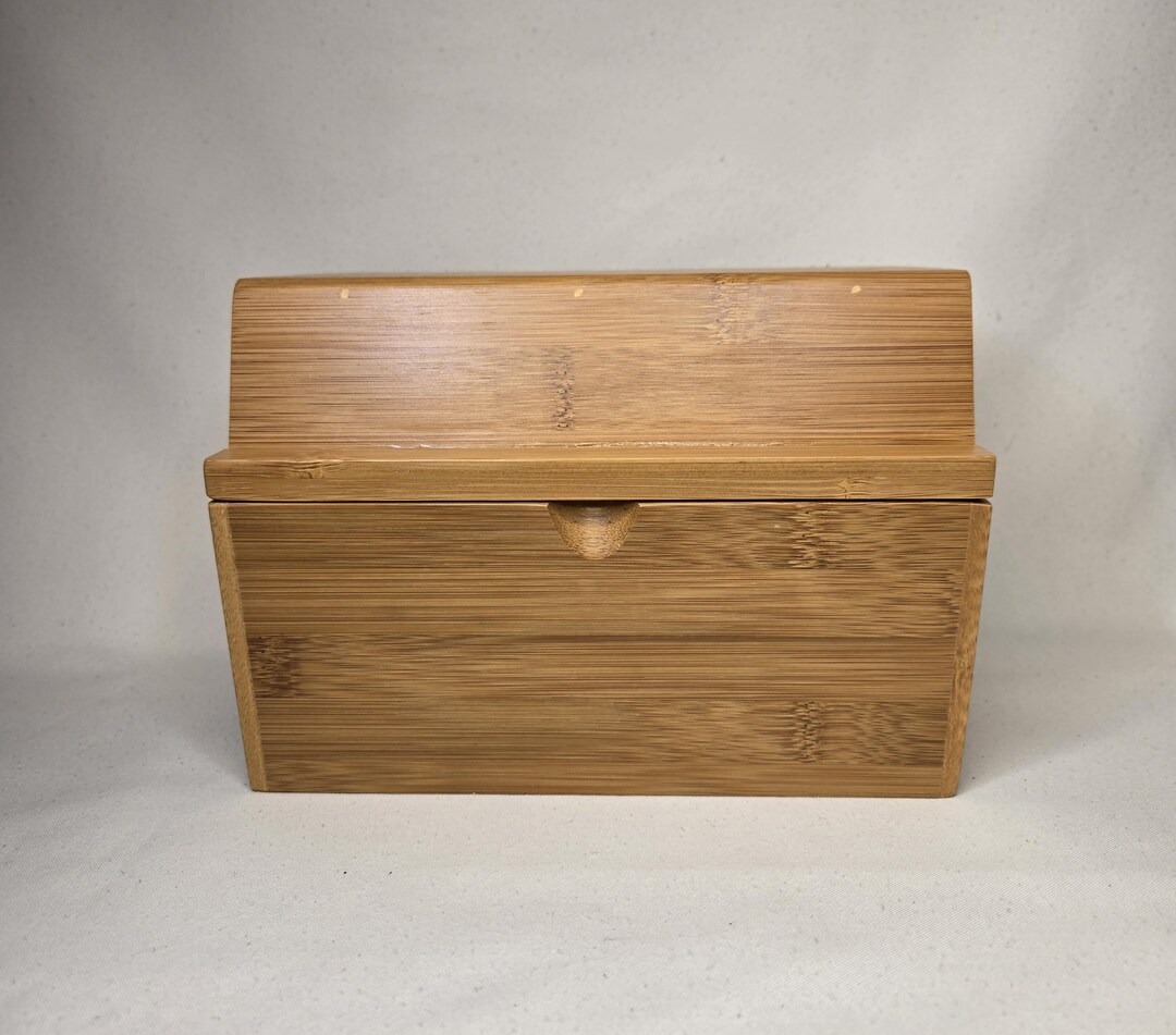 Bamboo Recipe Card Box With Holder and Dividers | Wooden Recipe Holder ...