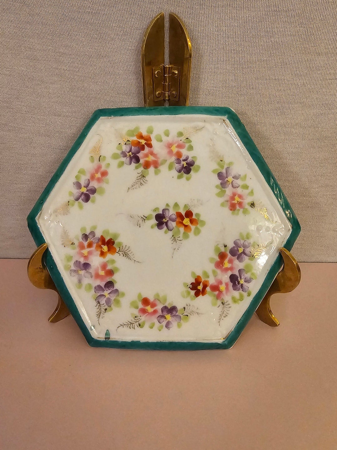 Tea Tile 19th Century Victorian Hand Painted Floral Design 6 X 6 - Etsy