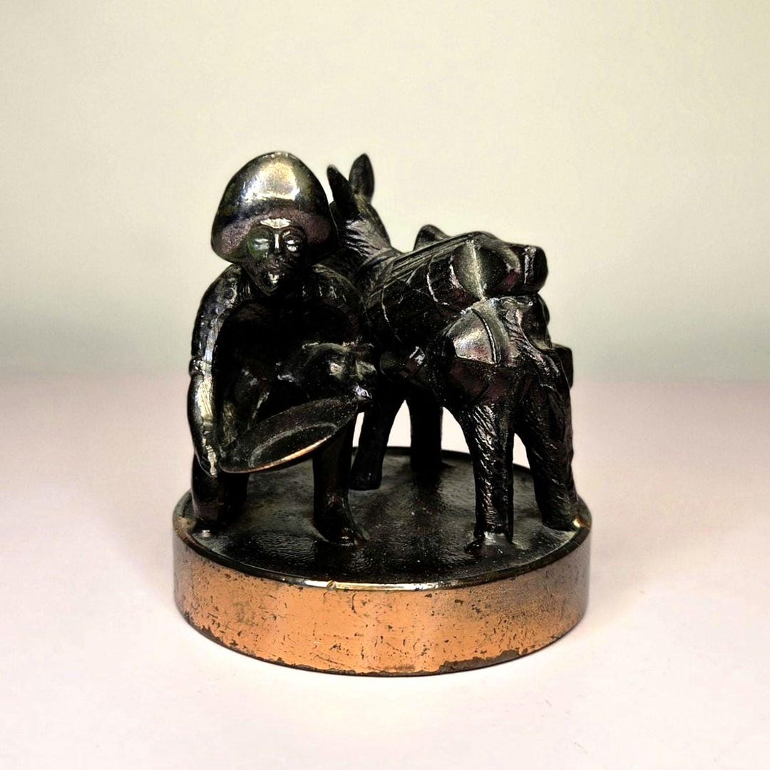 Vintage Prospector & Donkey Paperweight | Gold Panning Miner Figurine ...
