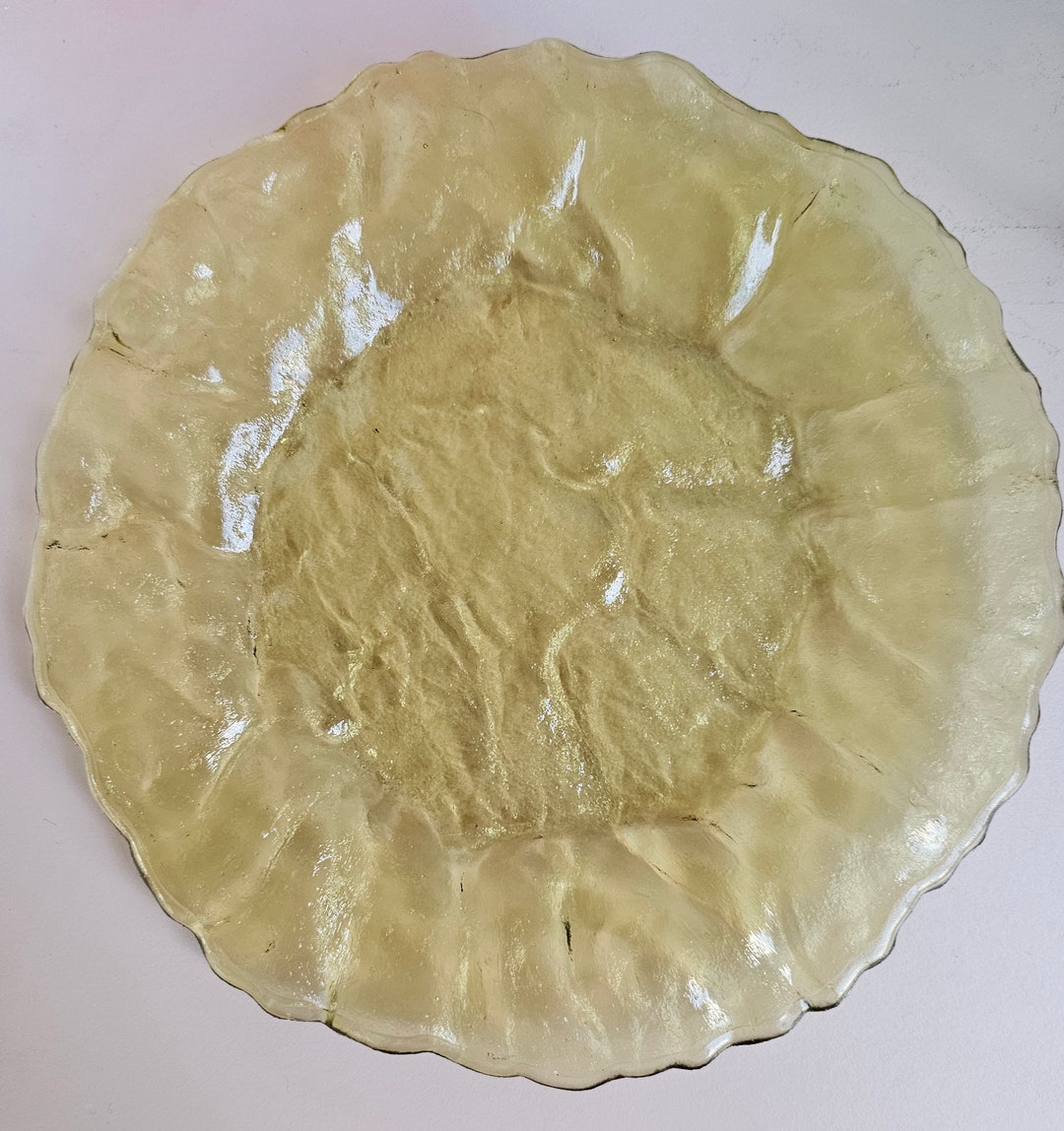 Vintage Morgantown El Mexicano Amber Gold Ice Glass Dinner Plates Thick ...