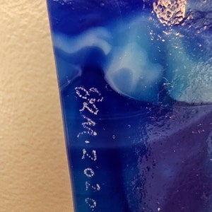 Glass Art Blue Flower Wall Vase Fused Glass Artist Handmade and Signed ...