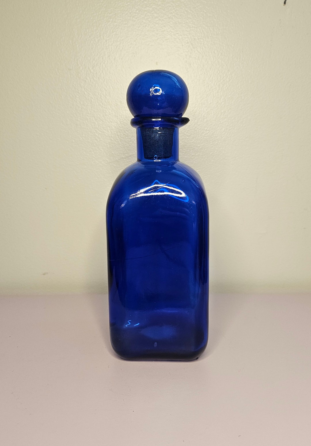 Cobalt Blue Decanters With Glass Ball Cork Stopper MCM Barwar - Etsy