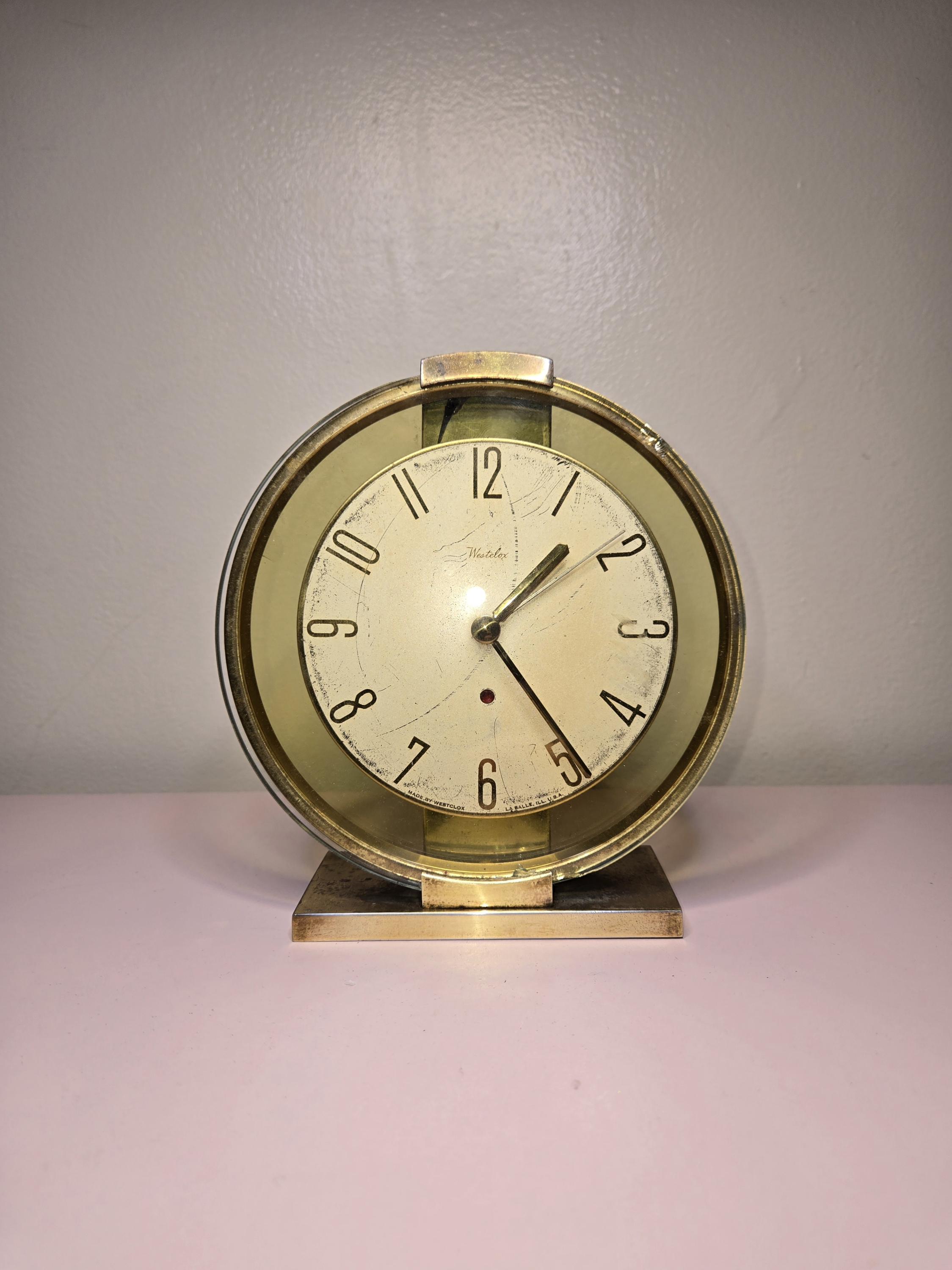 Vintage 1940s Metal Art Deco Westclox Logan S5-F Electric Alarm Clock ...