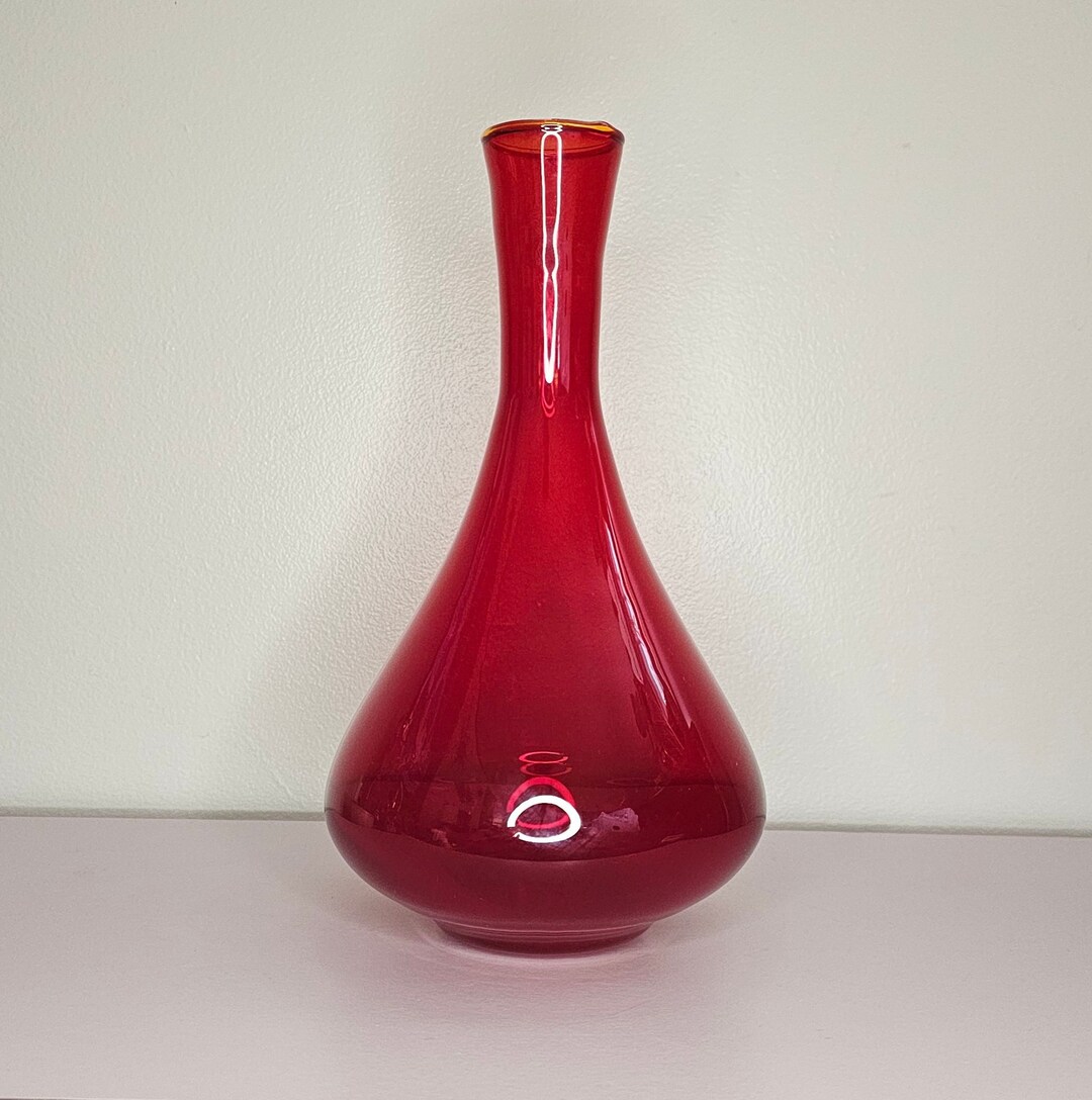 Vintage Viking Glass MCM Ruby Red Amberina Glass Decanter 10" - Etsy