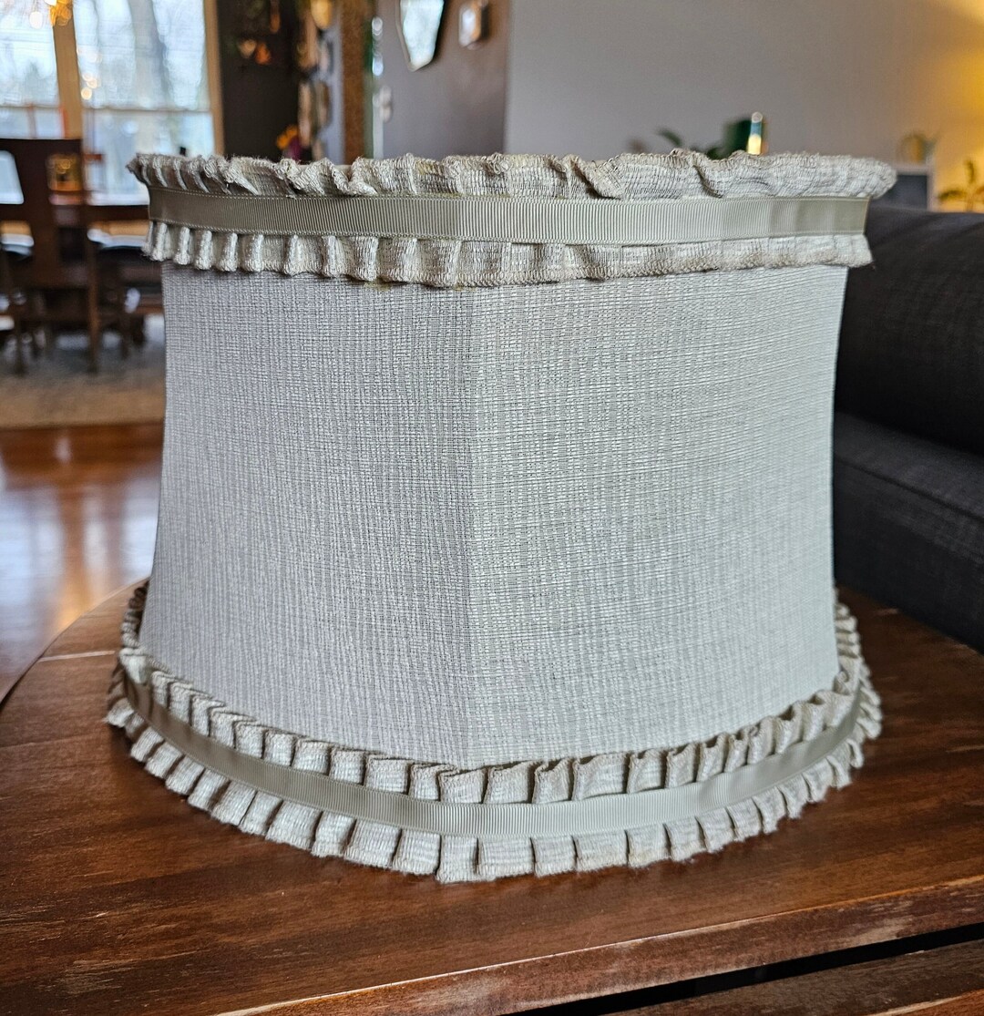 Cottagecore Oatmeal Cream Ruffled Fabric Lampshade by Illumination ...