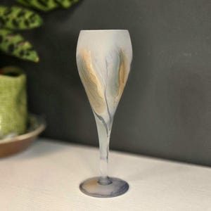 Reuven Art Nouveau Israeli Art Handpainted Wine or Champagne Glass With ...