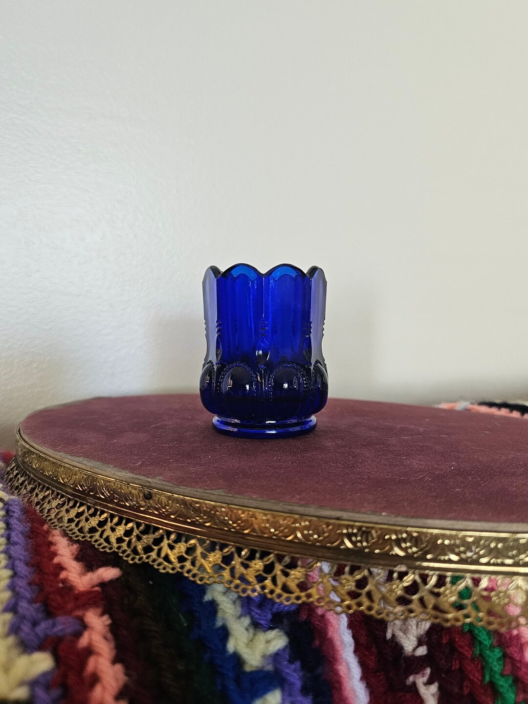 Vintage 1960s Cobalt Blue Glass Toothpick Beaded Oval Kings - Etsy