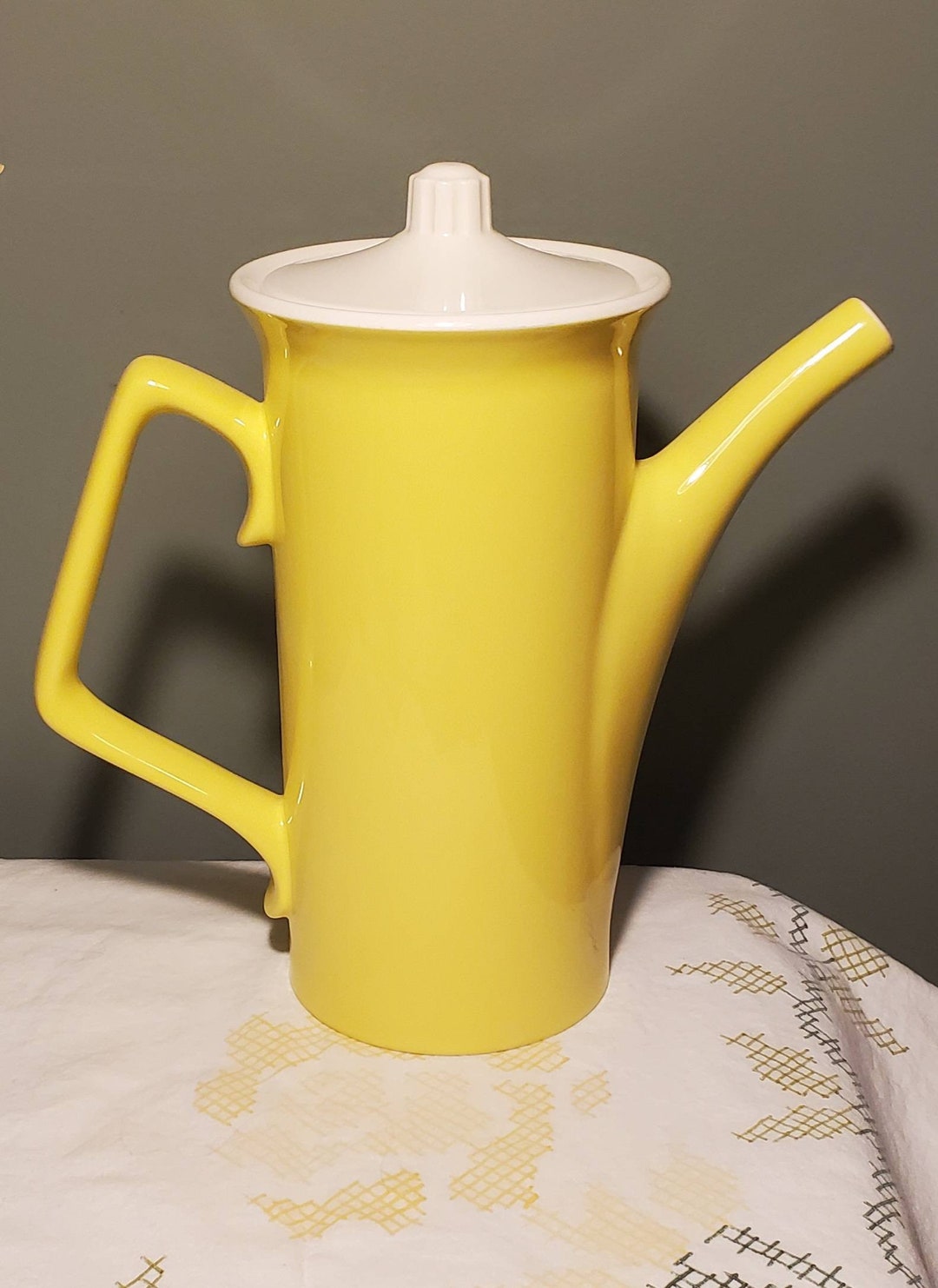 Vintage Modern Mid Century Design Ceramic Retro Yellow Teapot With ...