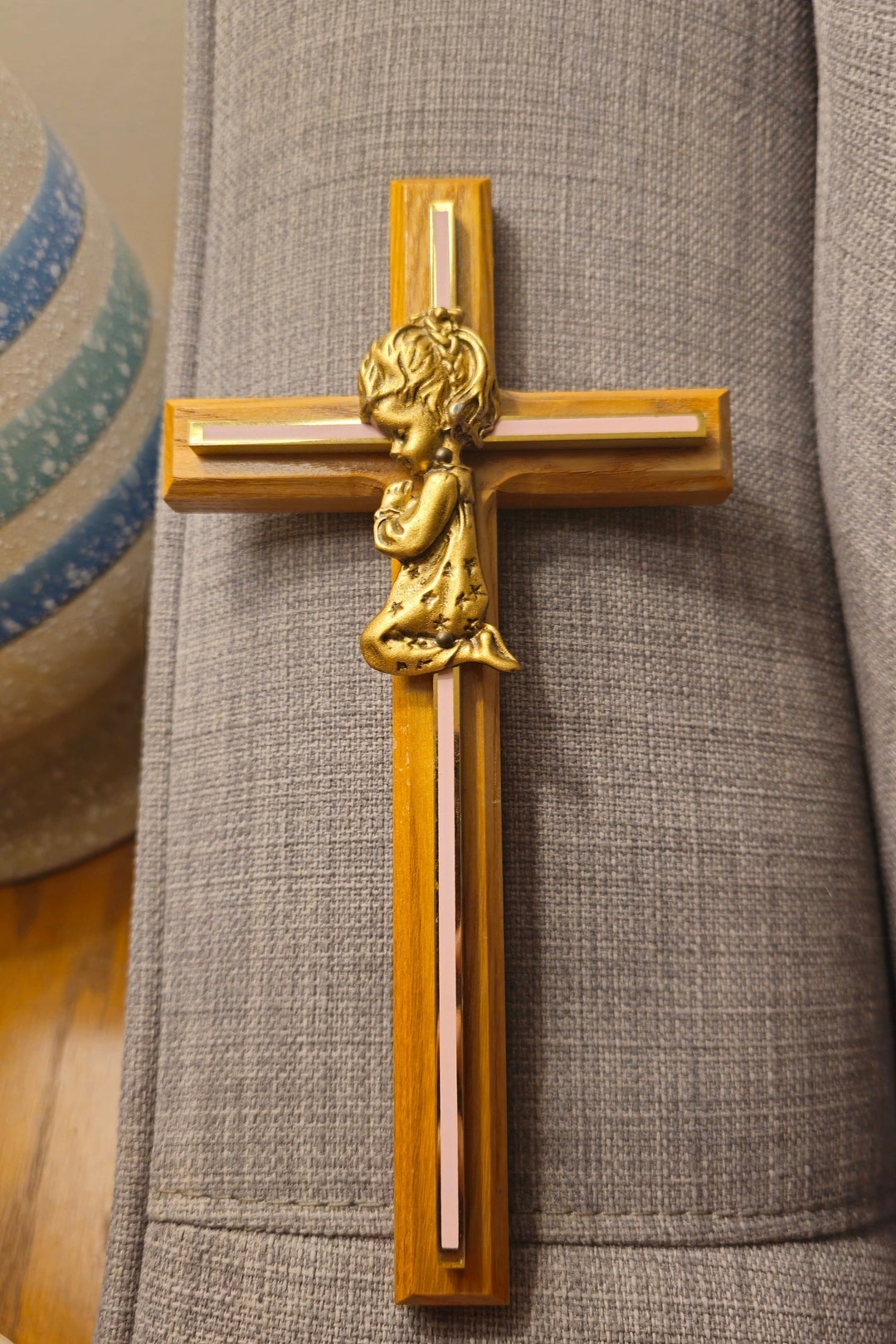 1960s Beveled Wood Wall Cross With Gold Plated Girl Praying - Etsy