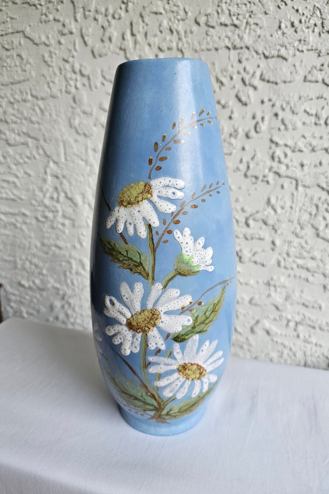 Cottagecore Handmade Floral Vase With Bubble Glazed Daisies Ceramic ...
