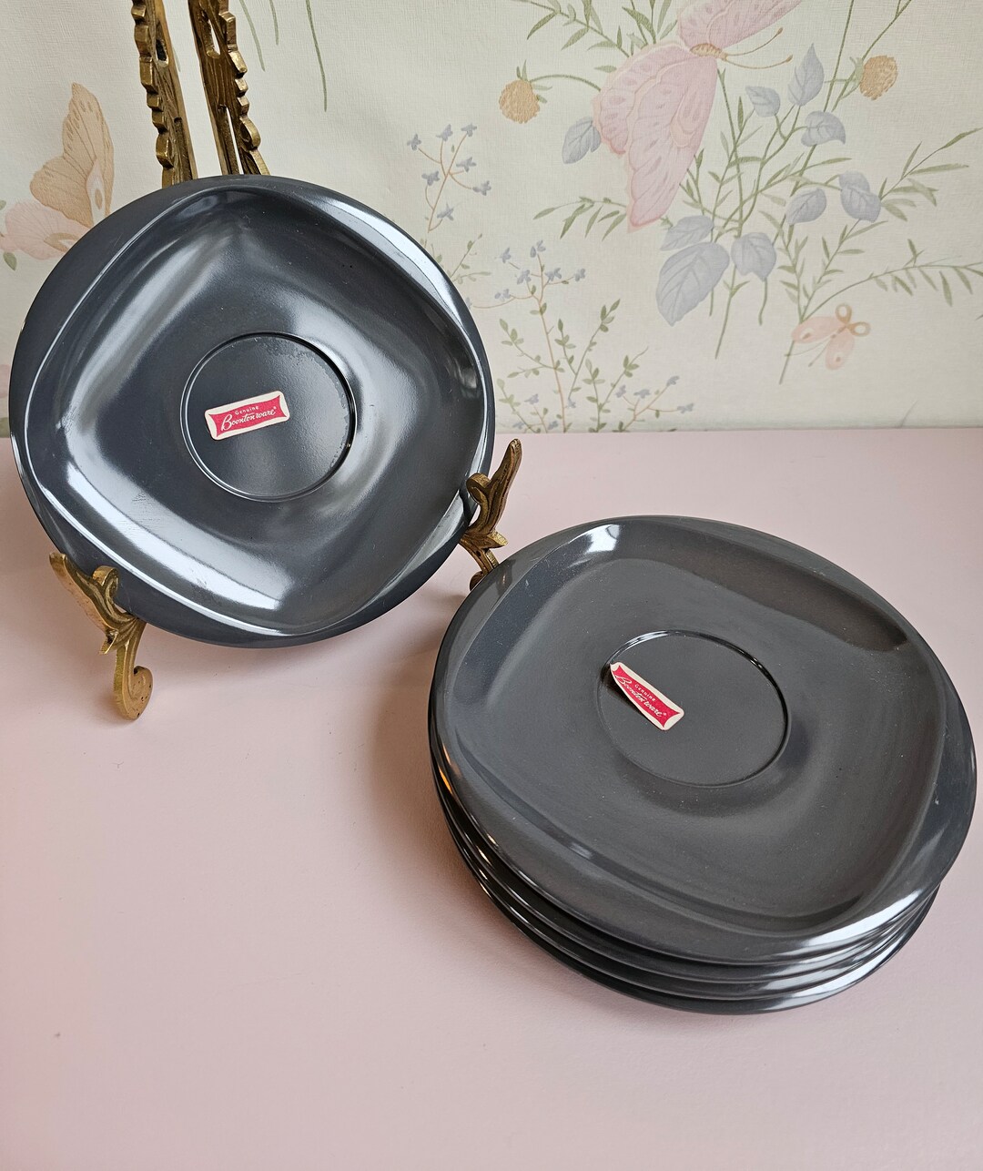 5 Vintage Melmac Melamine Boonton Ware Dark Gray Saucers With - Etsy