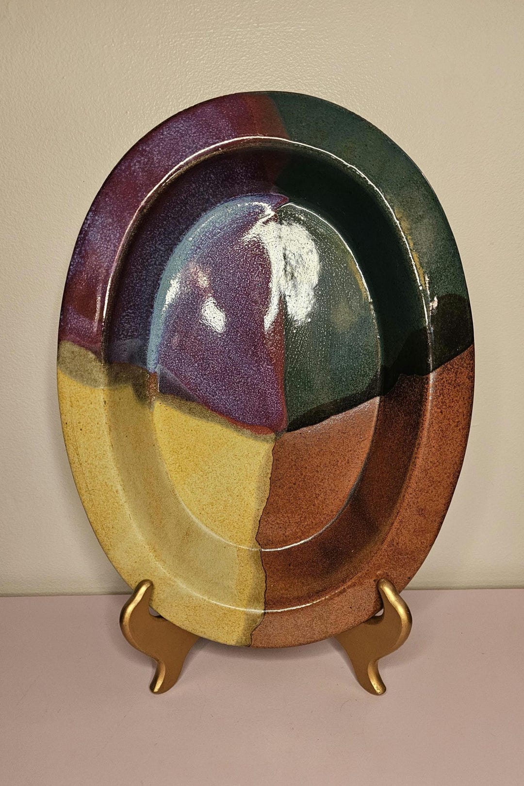 Susan Davy Pottery Studio Art Large 2 Raised Oval Serving Tray Platter ...