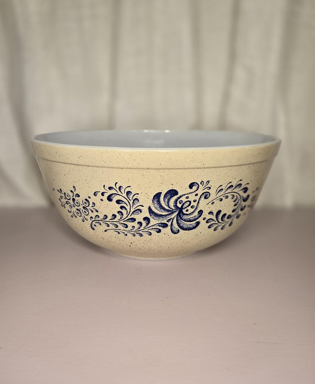 Vintage Pyrex Homestead Tan & Blue Bowl 2 1/2 Quart 2.5 L Corning 403 ...