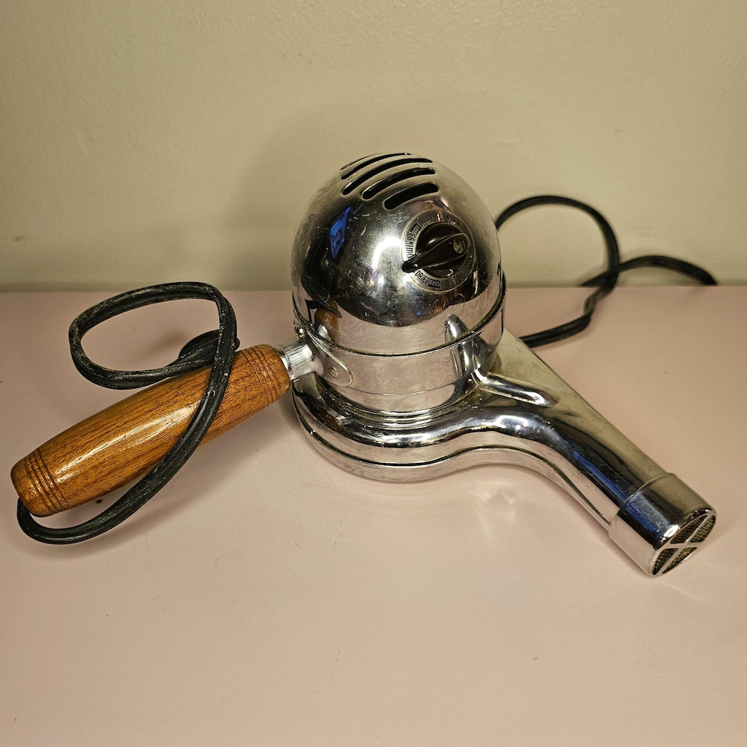 Vintage Eskimo Hair Dryer Model 775 Chrome With Wood Handle Hot & Cold ...