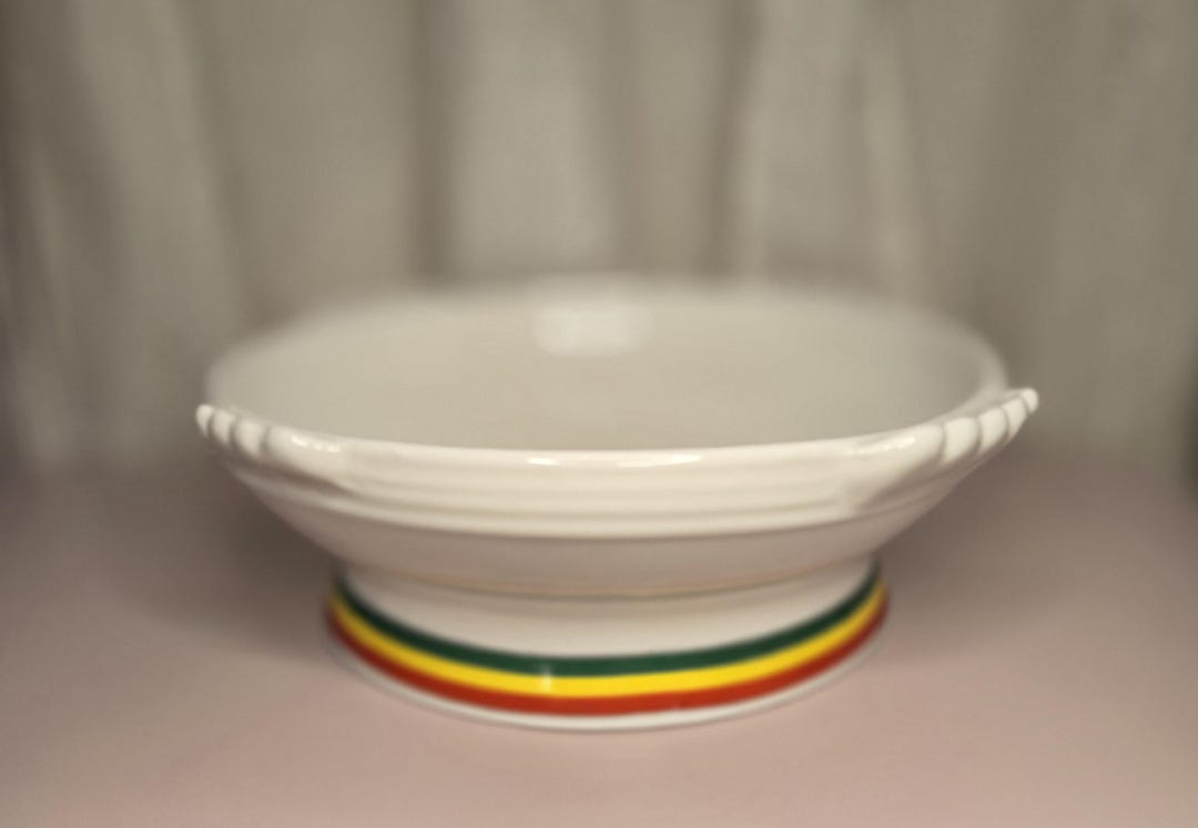 Vintage Ceramic Ethiopian Taba Food Bowl / Fruit Dish With Red, Green ...
