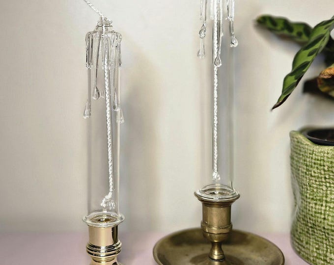 Set of 2 Vintage Catskill Mountain Crystal Glass Drip Oil Candlesticks ...