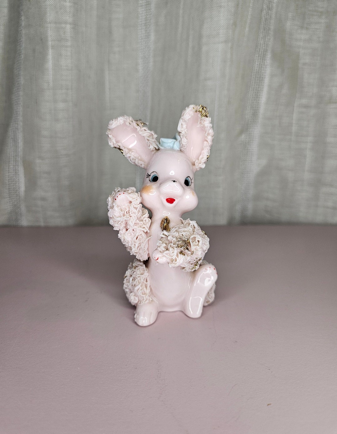 Vintage ARNART Ceramic Pink Spaghetti Easter Bunny Rabbit Without Chain ...