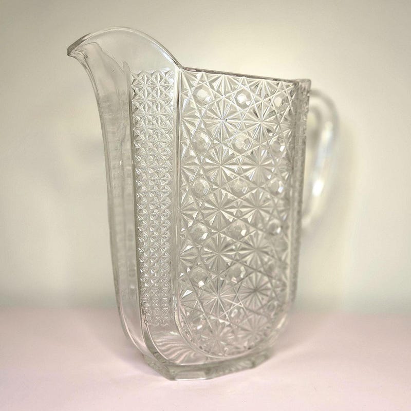 Glass Daisy Water Pitcher - Etsy