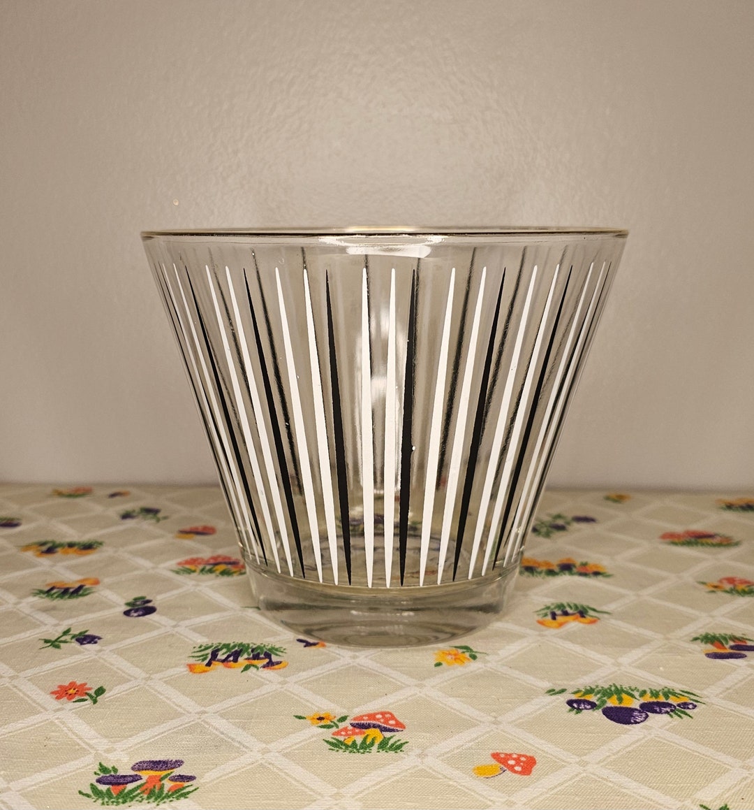 Vintage MCM Villeroy and Boch Glass Ice Bucket Modern Black White Gold Atomic 5 - Etsy