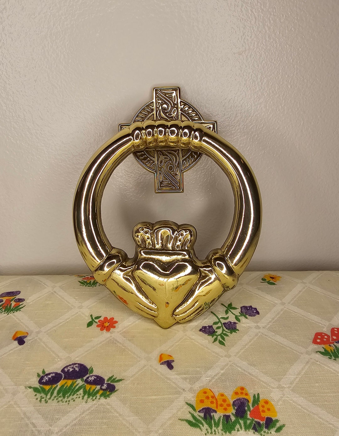 Large Claddagh Celtic Heart in Hands Solid Brass Doorknocker With ...