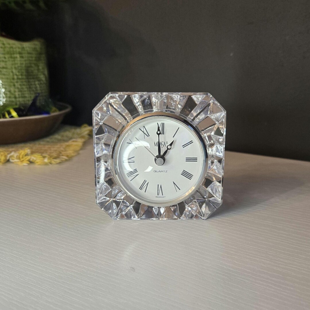 Mikasa Quartz West Germany Crystal Clock Glass Block - Etsy