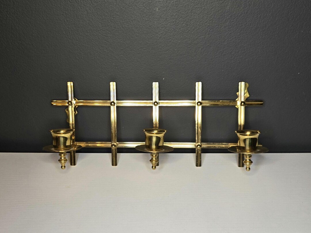 Vintage Brass Accordion Art Deco Style Wall Hanging Candelabra ...
