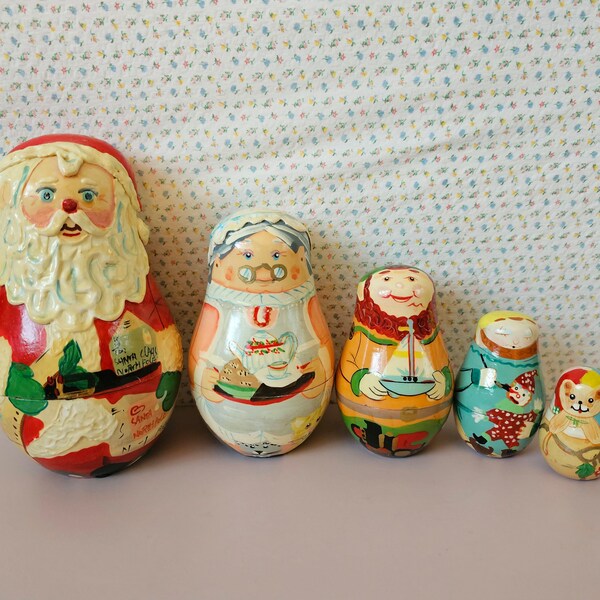 Santa Nesting Dolls - Etsy