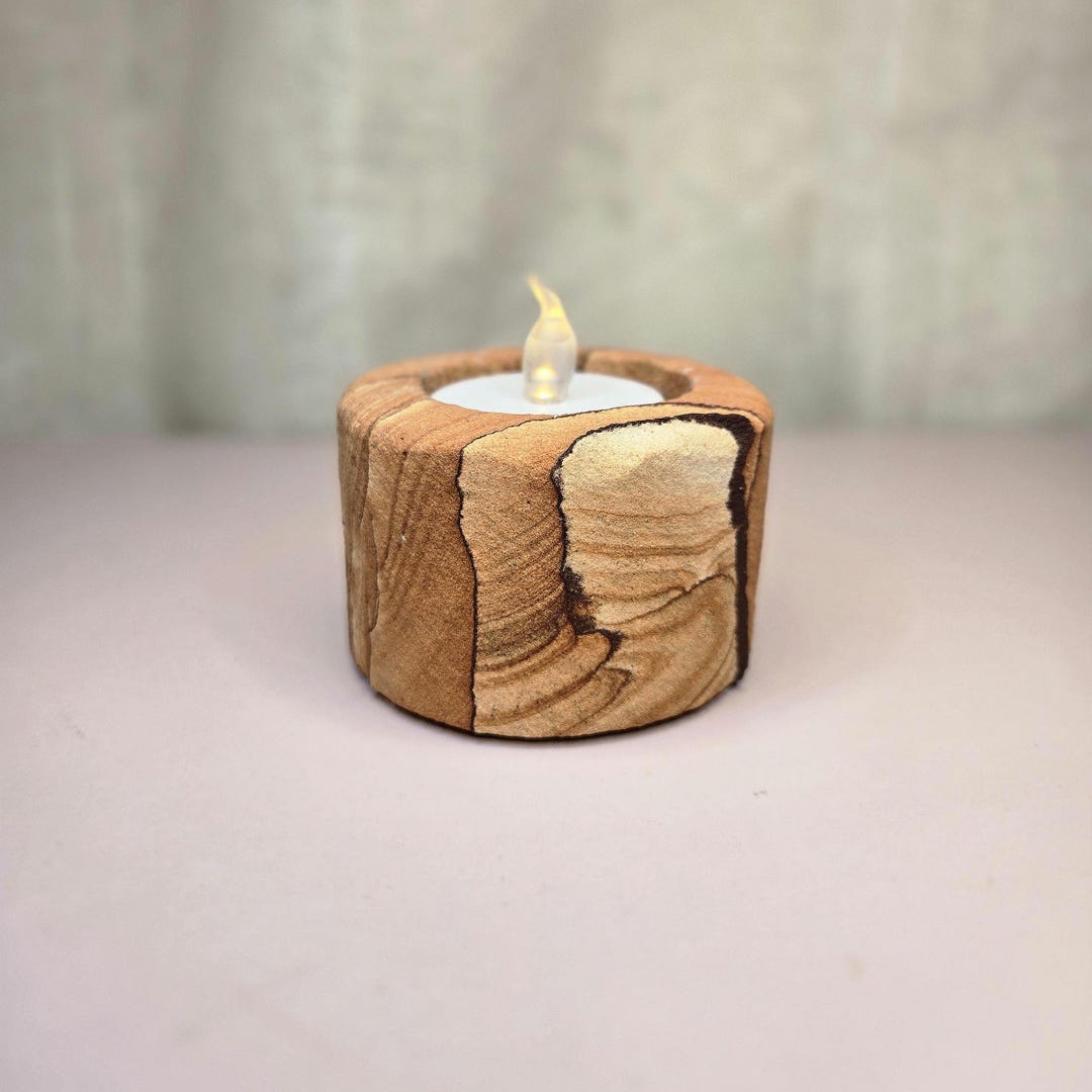 Vintage Natural Sandstone Candle Holder 3" Tealight Votive Handmade - Etsy