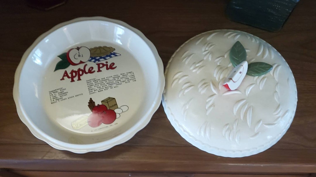 Vintage Ceramic Apple Pie Recipe Plate With Apple Handle Lid - Etsy
