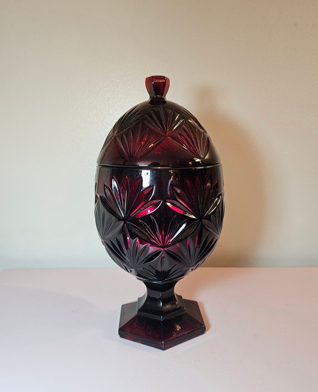 Vintage Luminarc 62510 Arques France Ruby Red Glass Egg Shaped Liddee ...
