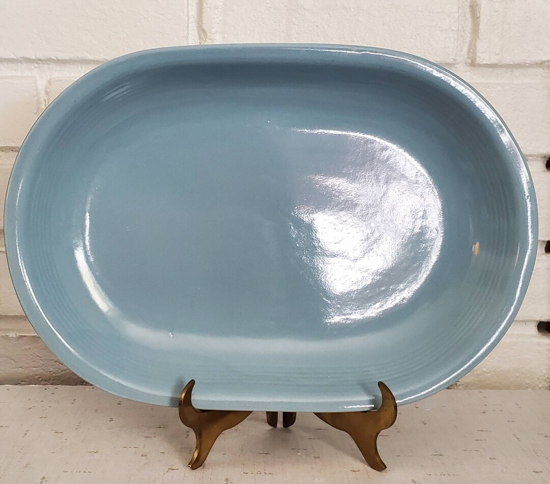 Vintage Gibson Pottery Blue Oval Platter - Etsy
